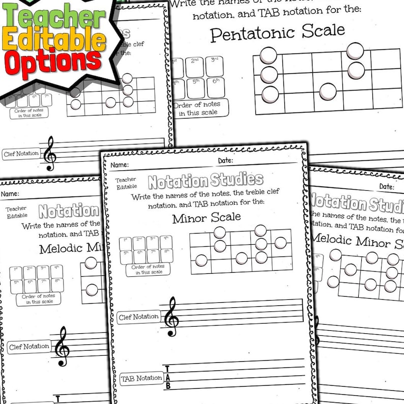 Ukulele Scale Notation Worksheets - Etsy