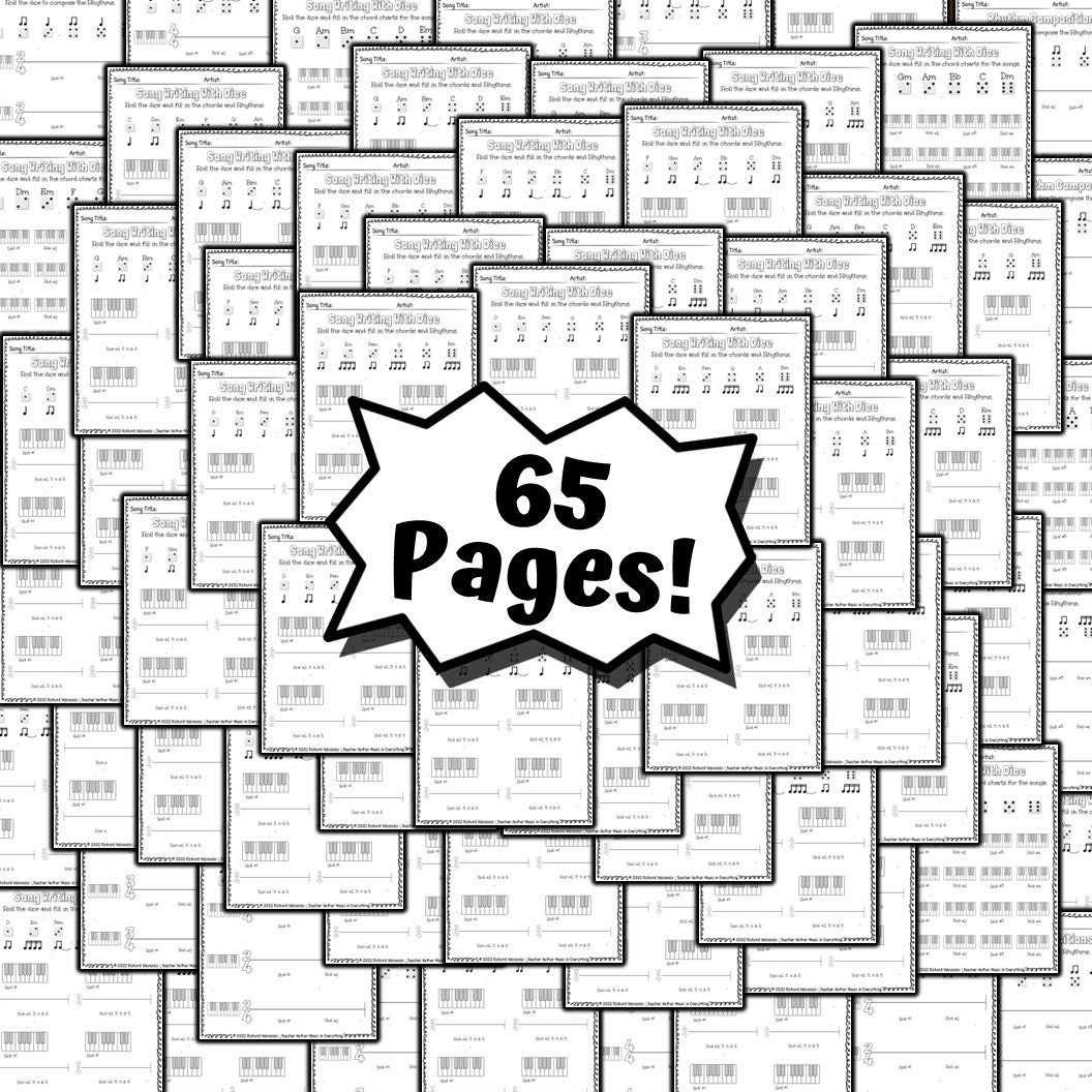 Piano Chord Progression Dice Composition Worksheets - Etsy