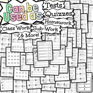 250 Music Theory Worksheets | Tests Quizzes Homework Reviews Sub Work ...