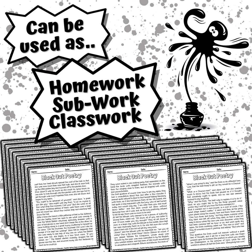 60 Black Out Poetry Worksheets | Powerpoint Instructions Included! - Etsy