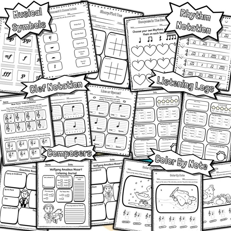 300 General Music Worksheets | Tests, Quizzes, Homework, Reviews or ...