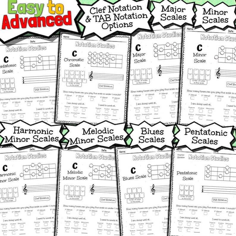 Ukulele Scale Practice Log Worksheets - Etsy