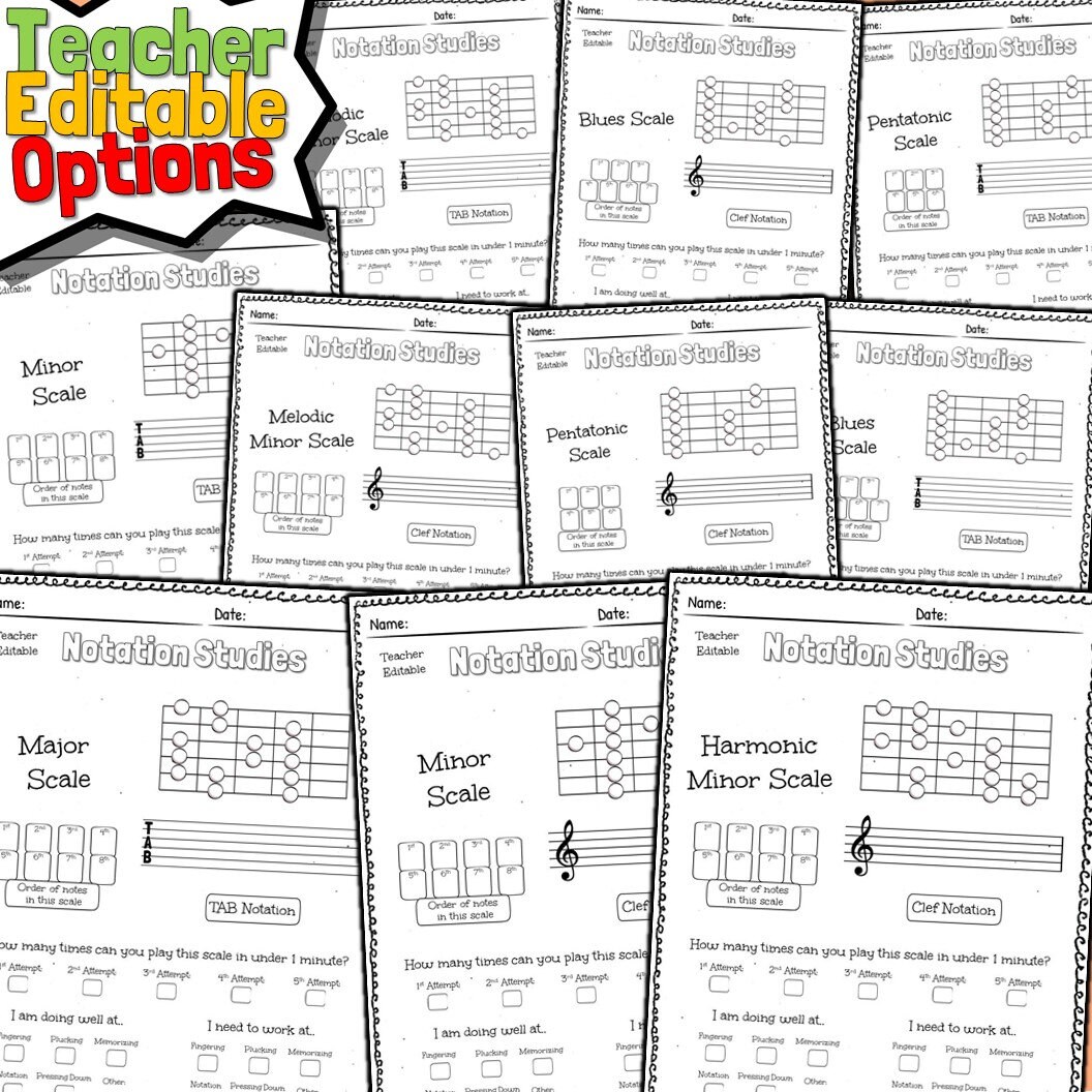 Guitar Scale Practice Log Worksheets - Etsy