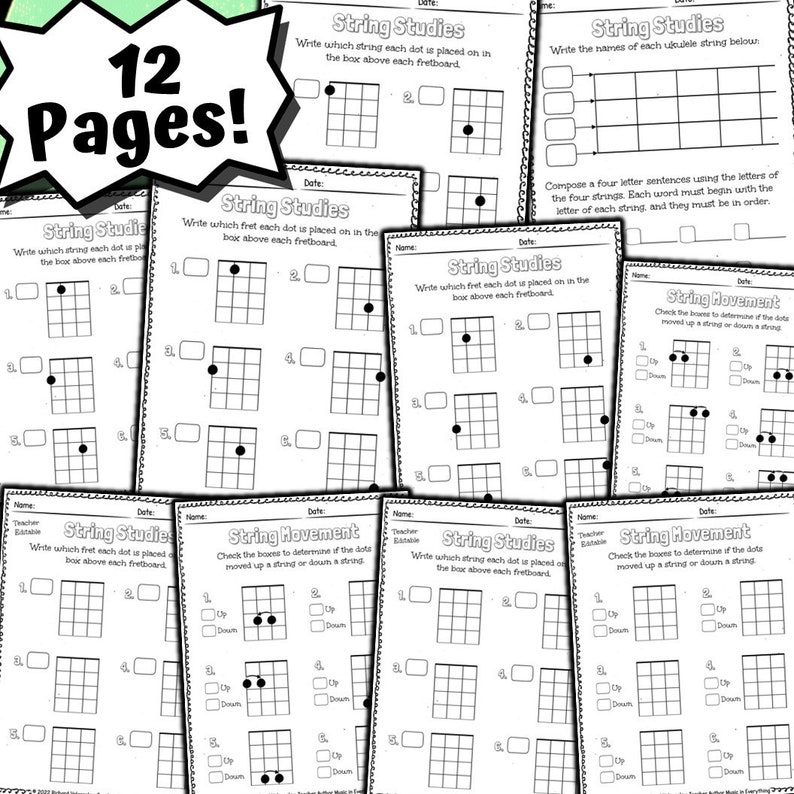 Ukulele Strings and Frets Worksheets - Etsy