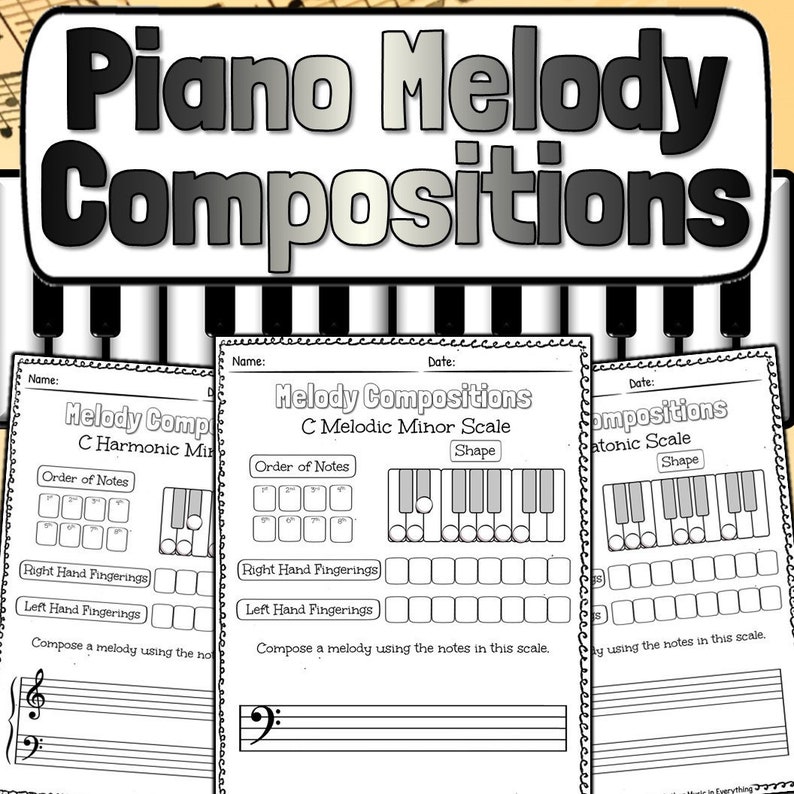 Piano Melody Composition Worksheets - Etsy