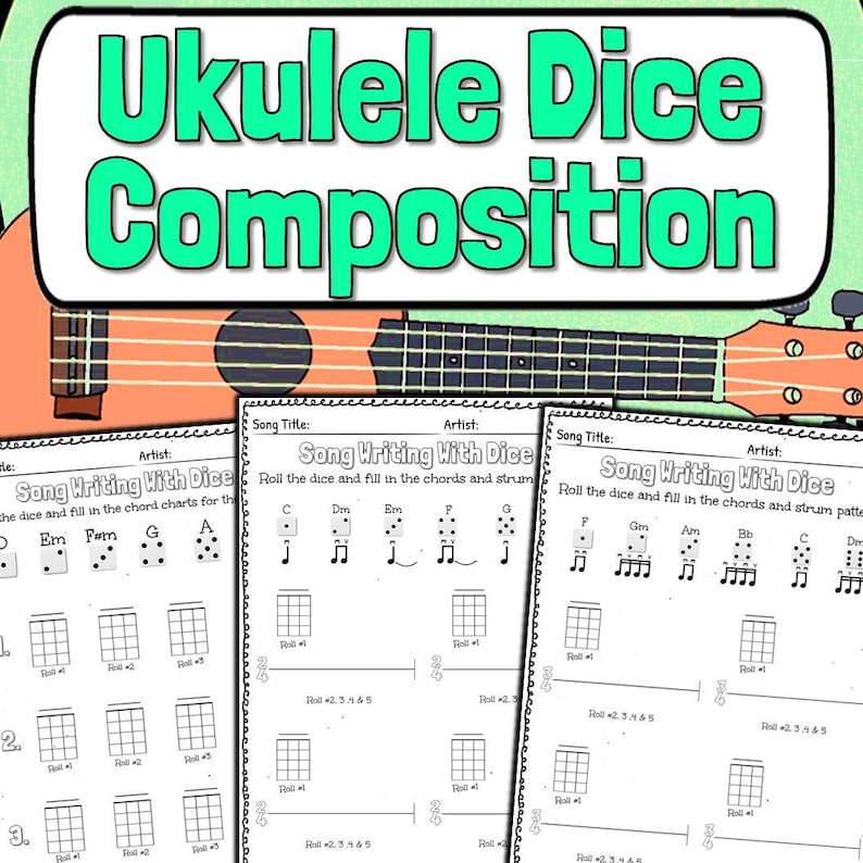 Ukulele Chord Progression Dice Composition Worksheets - Etsy