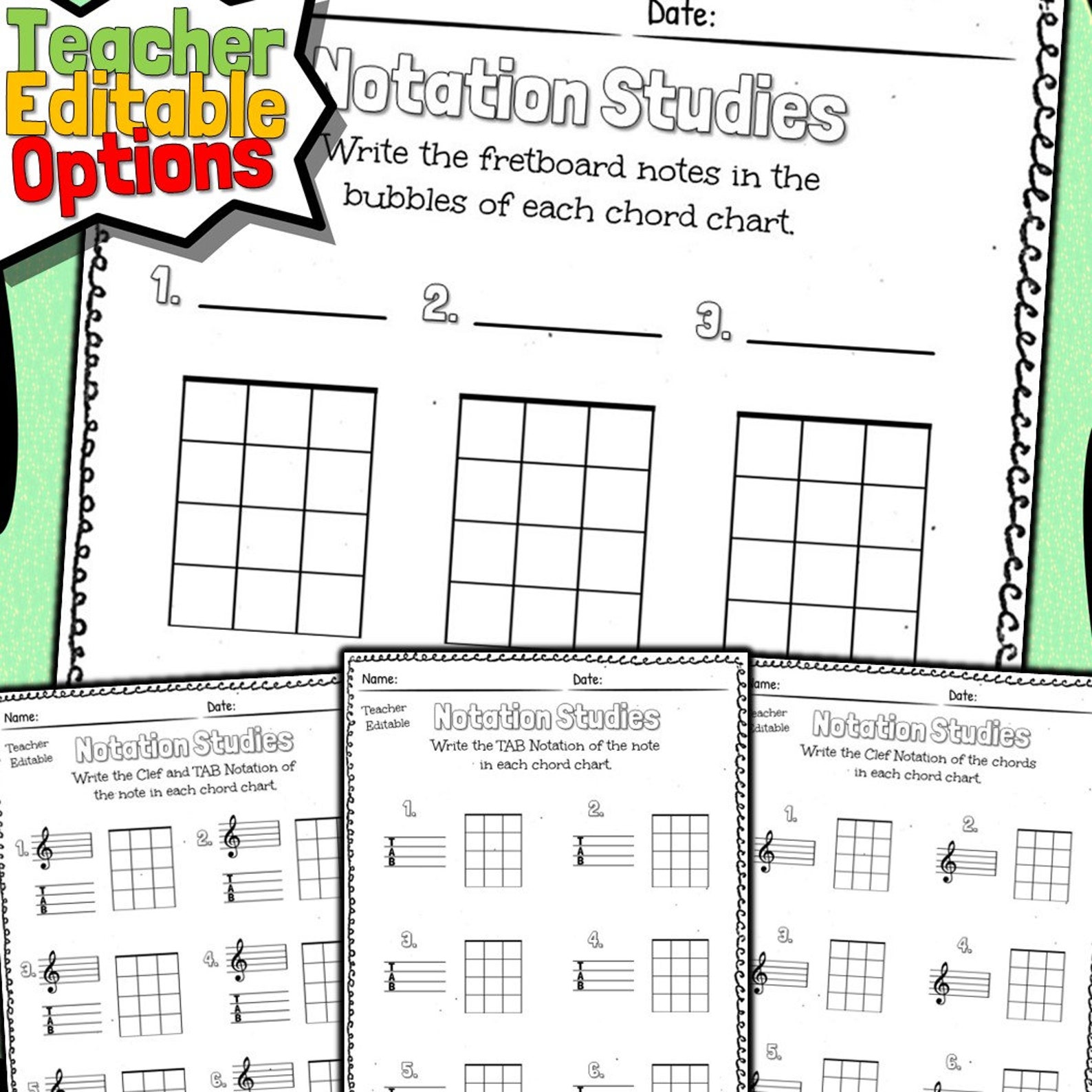Ukulele Notation Worksheets - Etsy