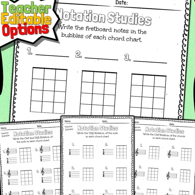 Ukulele Notation Worksheets - Etsy