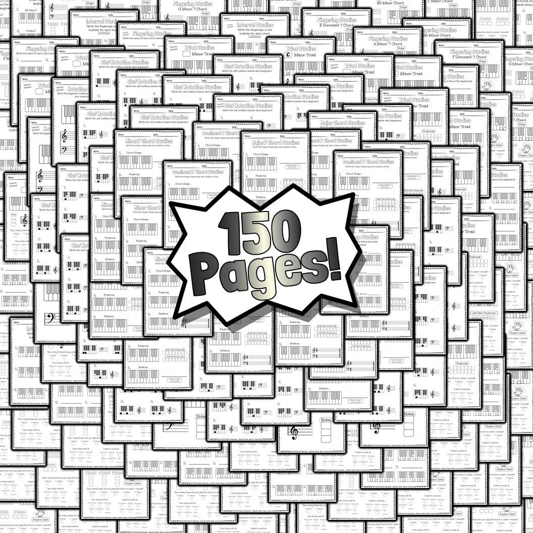 150 Piano Chords Worksheets Tests Quizzes Homework Sub Work - Etsy