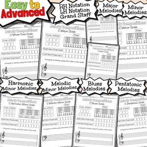 Piano Melody Composition Worksheets - Etsy