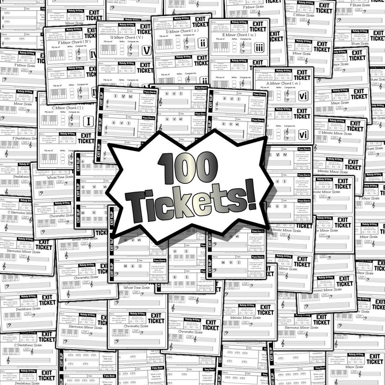 100 Piano Song Writing Exit Tickets | Tests Quizzes Homework Sub-work ...