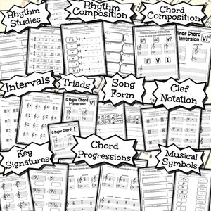 250 Music Theory Worksheets | Tests Quizzes Homework Reviews Sub Work ...