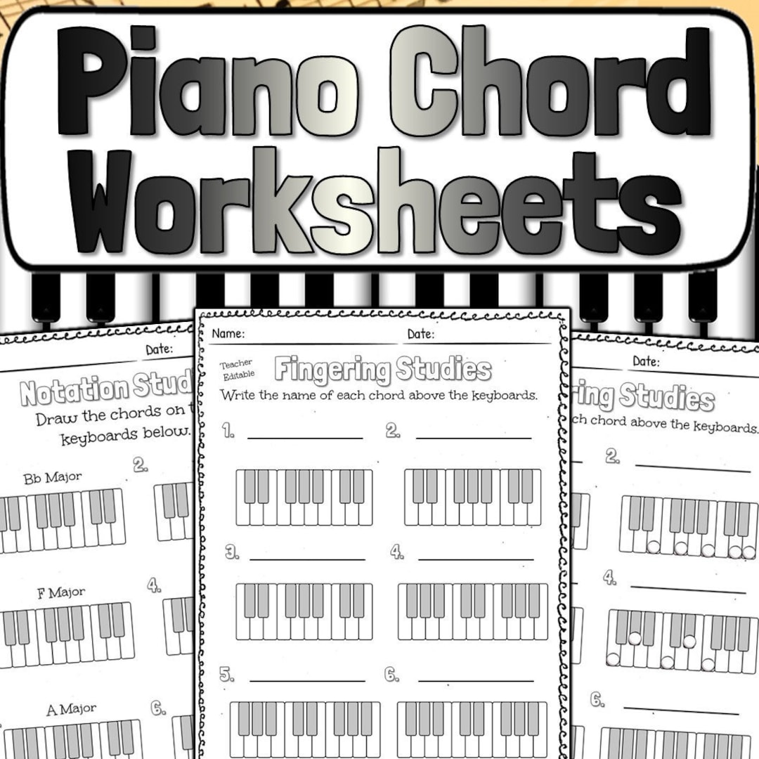 Piano Chord Worksheets - Etsy