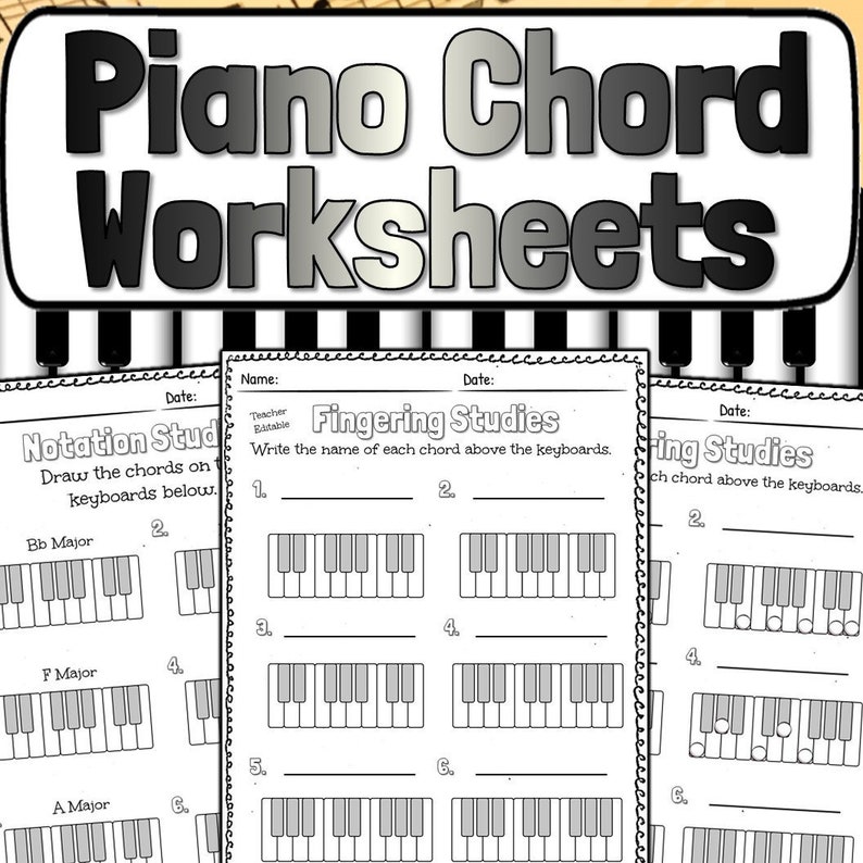 Piano Chord Worksheets - Etsy