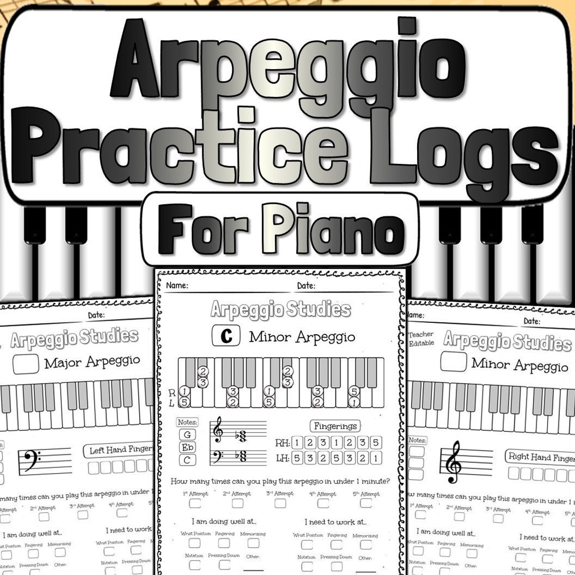 Piano Arpeggio Practice Logs Worksheets - Etsy