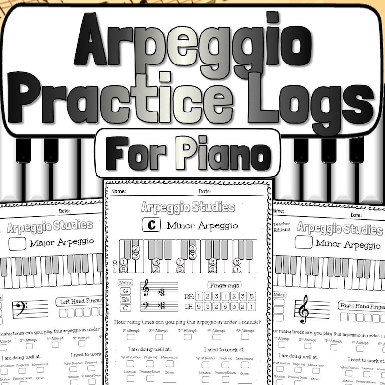 Piano Arpeggio Practice Logs Worksheets - Etsy