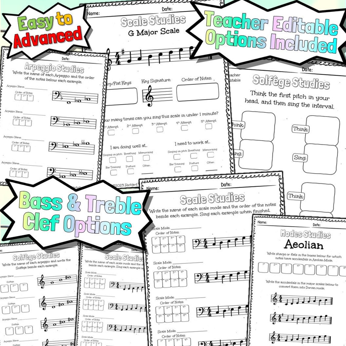 600 Choir Worksheets | Vocals Exercises for Chorus - Etsy