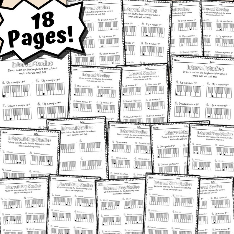 Piano Intervals Worksheets - Etsy