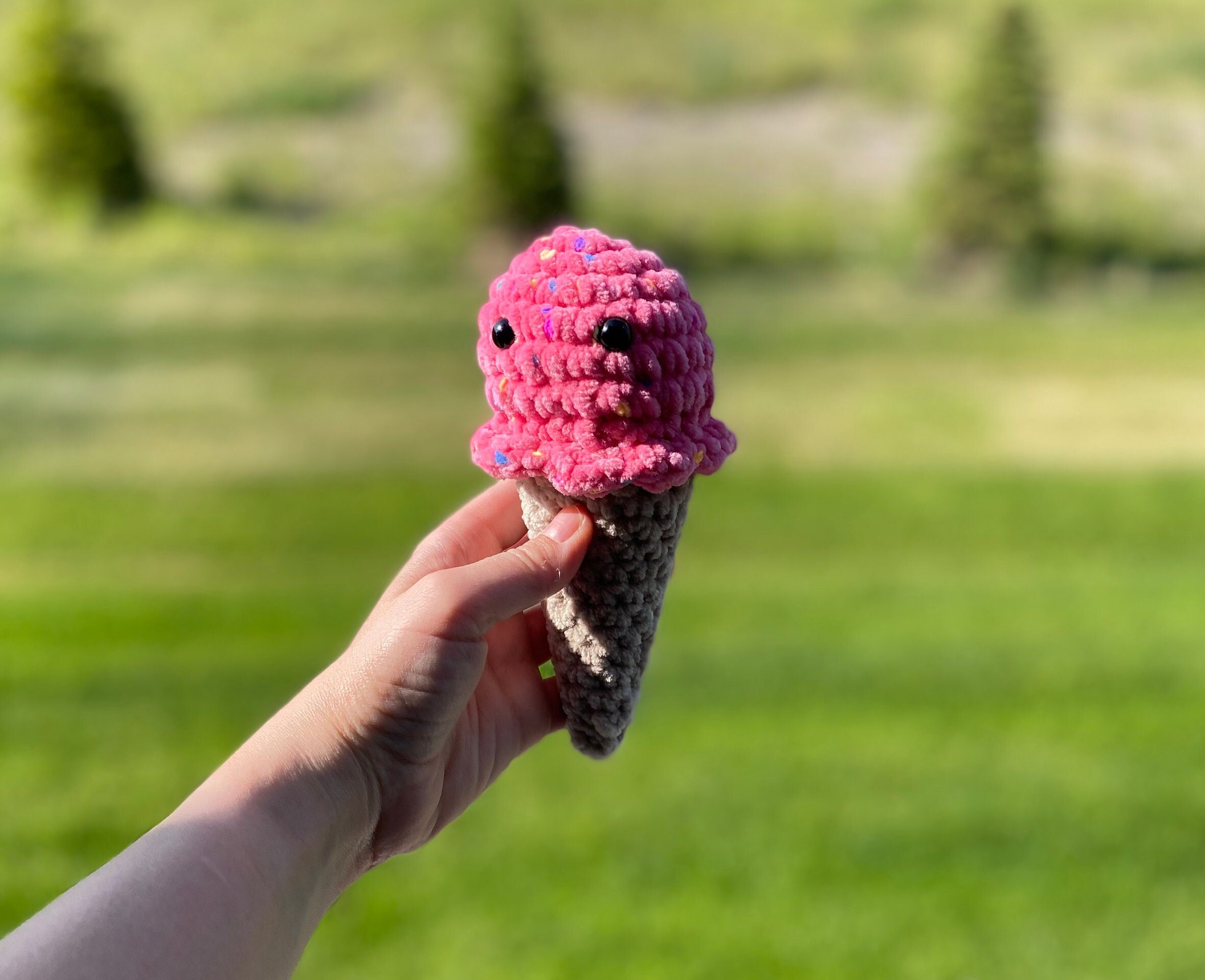 Ice Cream Cone Plushie, Cute Crochet Plush Toy, Super Soft Summer ...