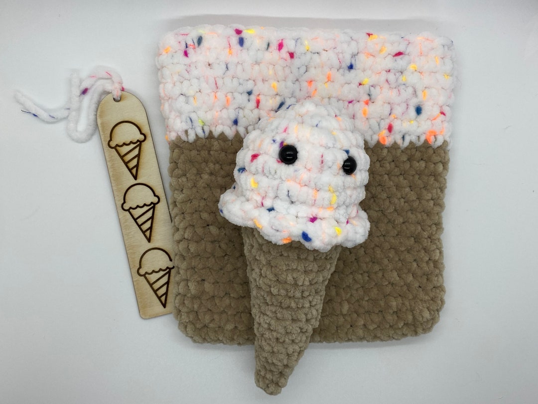 Ice Cream Reading Kit Crocheted Ice Cream Cone Plushie and - Etsy