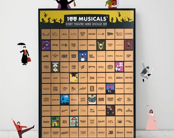 100 Musical Shows Scratch off Poster - Etsy UK