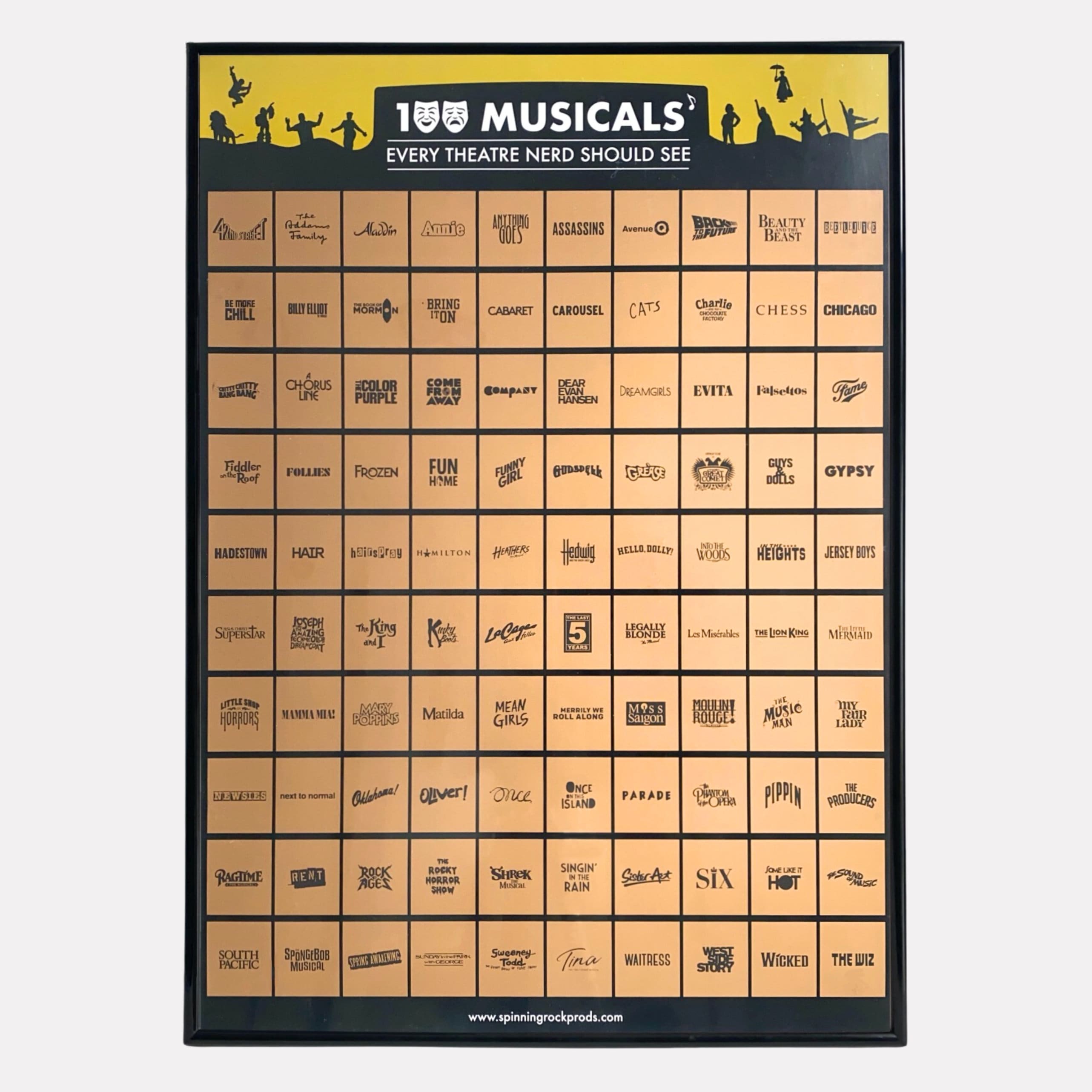 100 Musicals Every Theatre Nerd Should See - Musical Theatre Scratch off Poster - Gift for ...