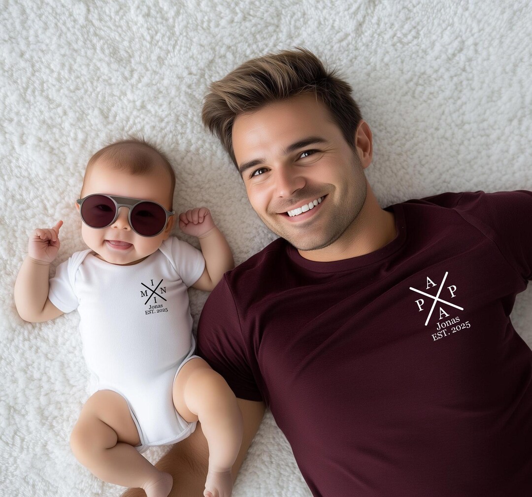 Vatertag 2025.Vater-Kind Partnerlook.Vatertagsgeschenk mit Geburtsjahr ...