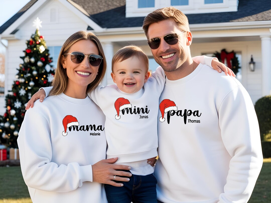 Family Christmas Sweaters With Names – Mom, Dad and Mini in a Festive ...