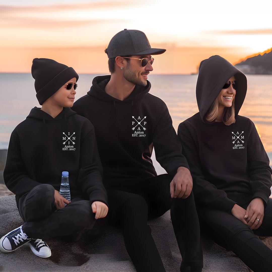 Sweats à capuche familiaux assortis : personnalisés pour papa, maman et ...