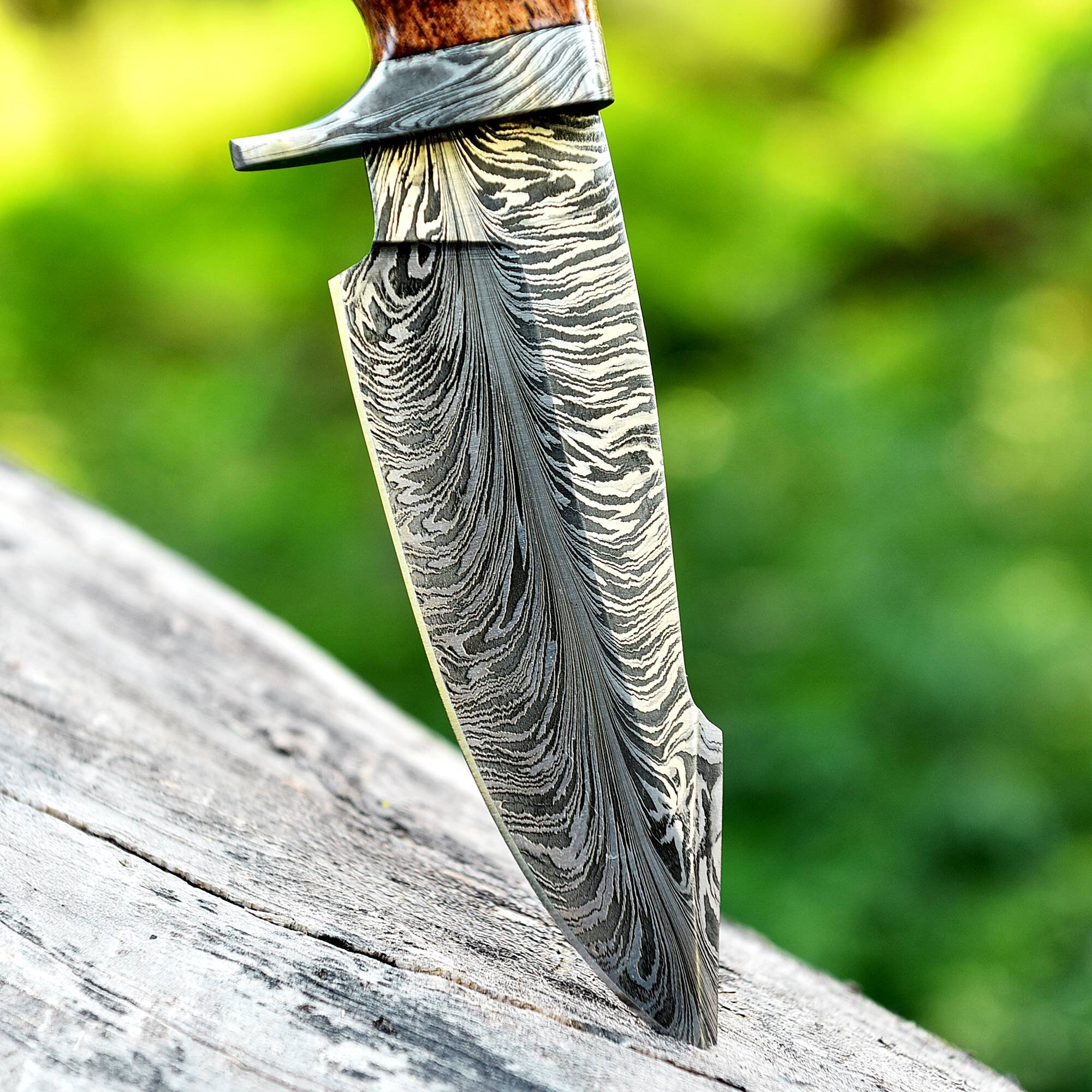 Handmade Feather Damascus Steel Blade Bowie Knife, EDC Knife, Best ...