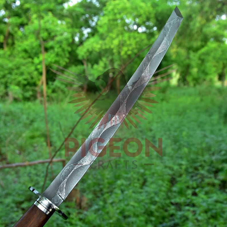 One of a Kind Damascus Mosaic Pattern Steel Sword, Katana Sword With ...