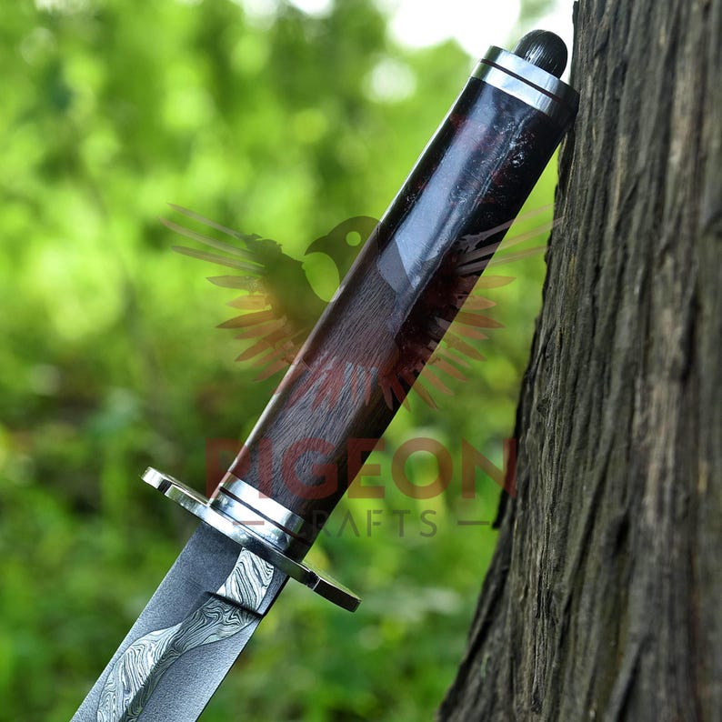 One of a Kind Damascus Mosaic Pattern Steel Sword, Katana Sword With ...