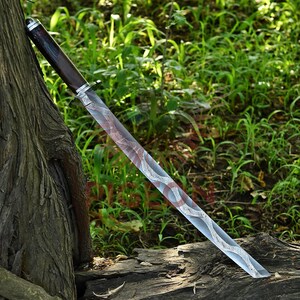 One of a Kind Damascus Mosaic Pattern Steel Sword, Katana Sword With ...
