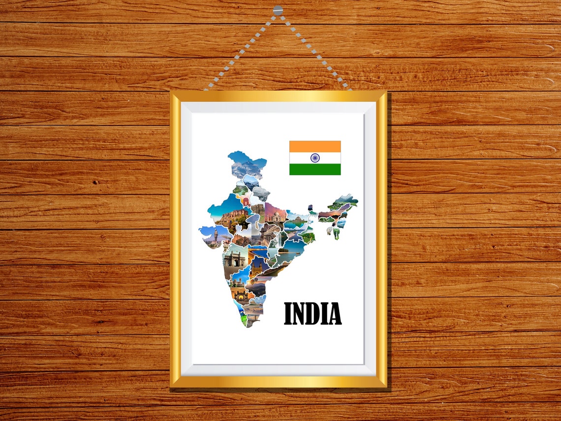 India Map Wall Art India Map Wall Decal India Map Wall Decor India Map ...