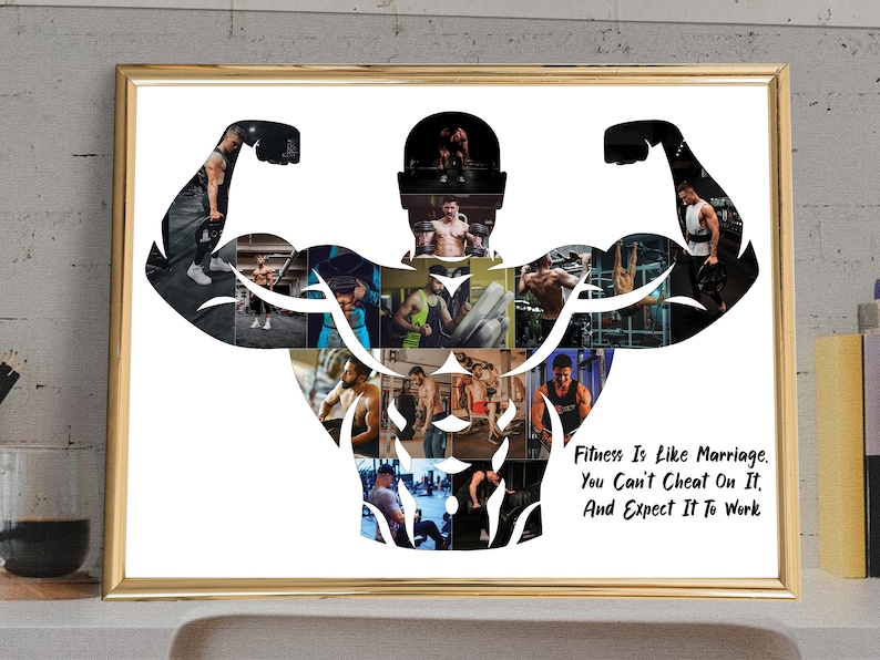 Bodybuilding Photo Collage Gift, Personalized Gym Wall Art (digital JPG ...