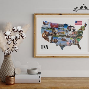 Map of United States | Us Map Print | Usa Map Wall Art | Usa Map Decal ...