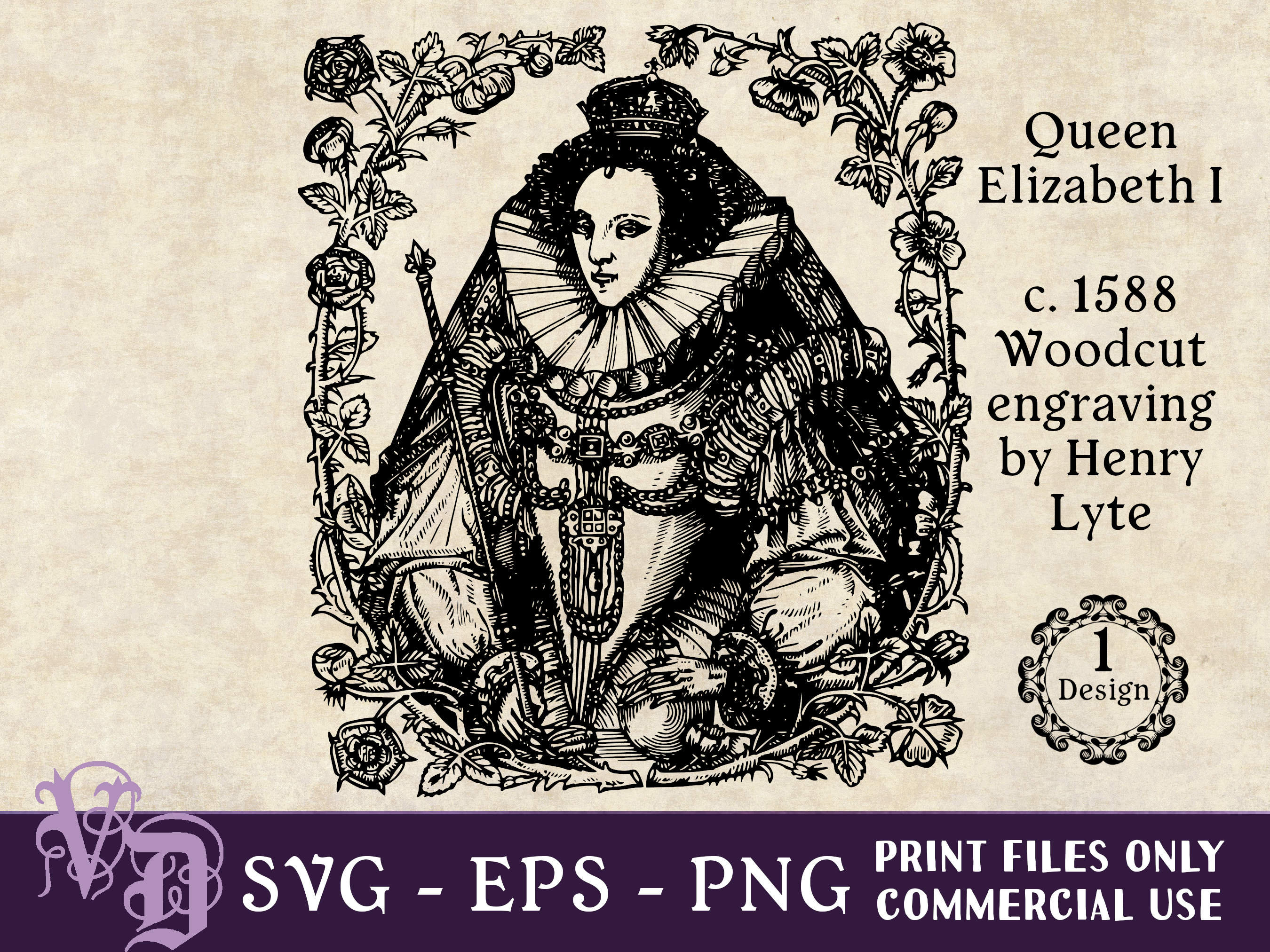 Queen Elizabeth I SVG | Renaissance SVG | Old Book Art SVG | Queen of ...