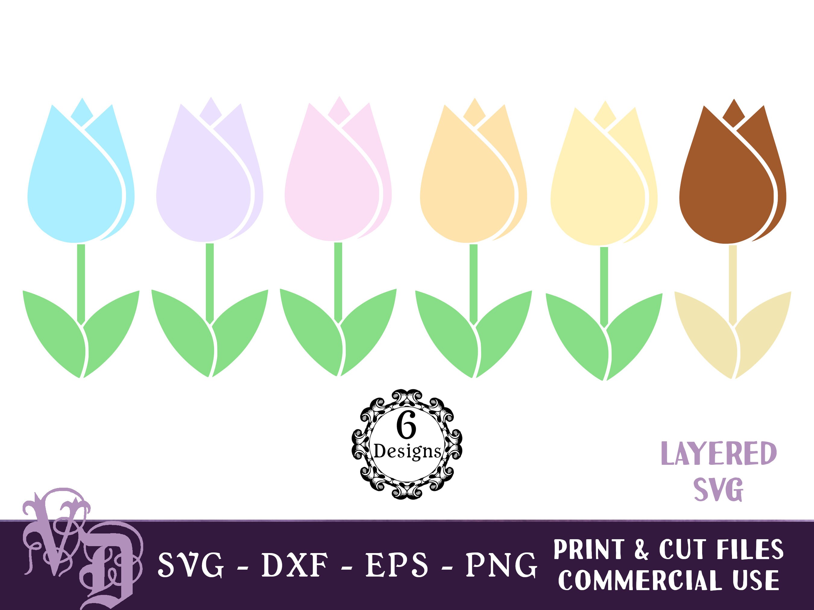 Pastel Tulips SVG | Spring Flower SVG | Pastel Flower SVG | Spring ...