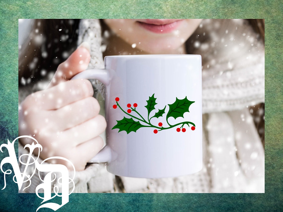 Holly Divider SVG | Holly Branch SVG | Holly Leaves SVG | Holly Berry ...