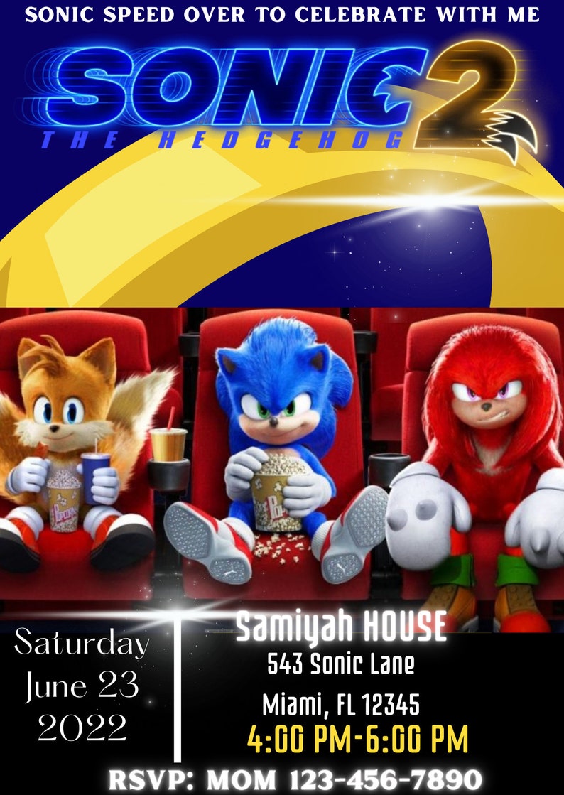 Sonic the Hedgehog Invitation Kids Digital Invitation Hedgehog Party ...
