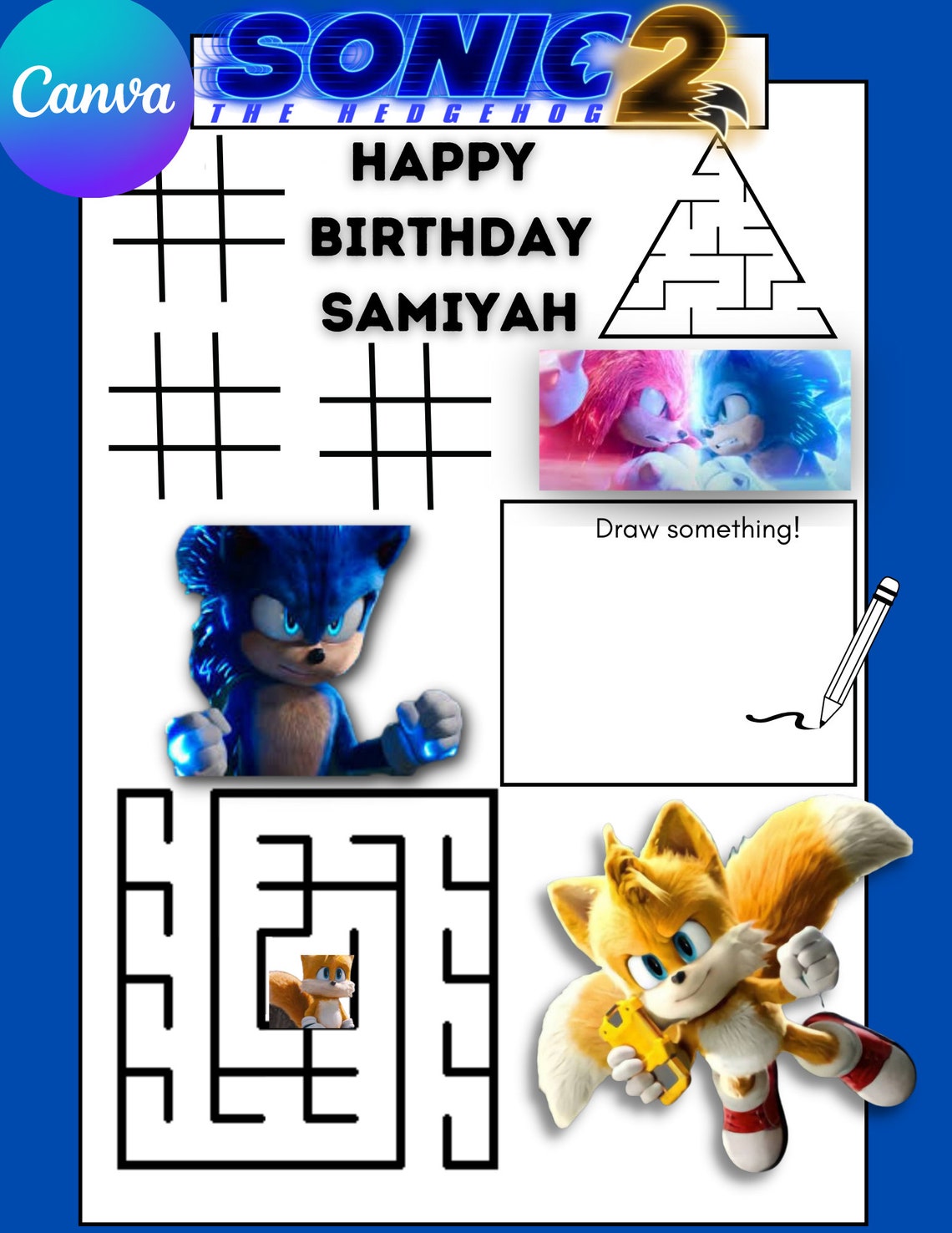 Sonic Activity Mat Editable & Printable | Etsy