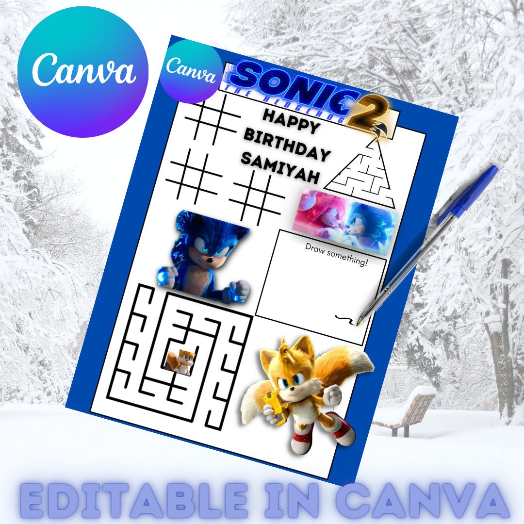 Sonic Activity Mat Editable & Printable - Etsy