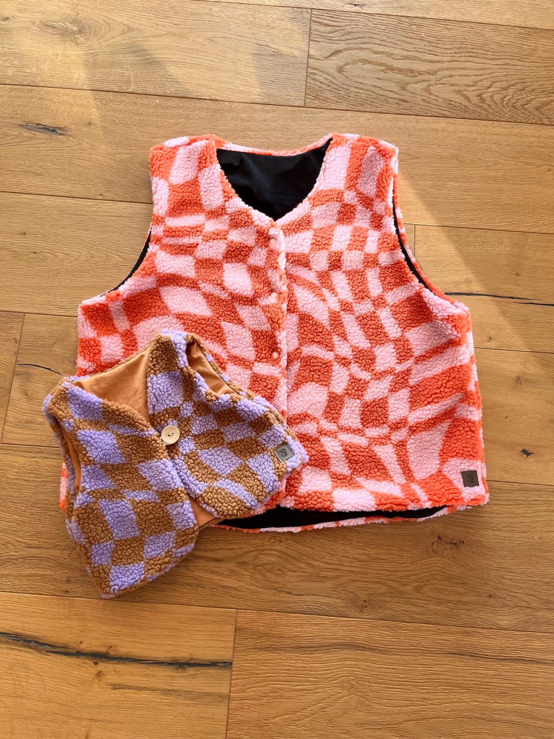 Teddy Vest Patterned Vest Pink, Lilac Teddy Sherpa Vest, Teddy Vest ...