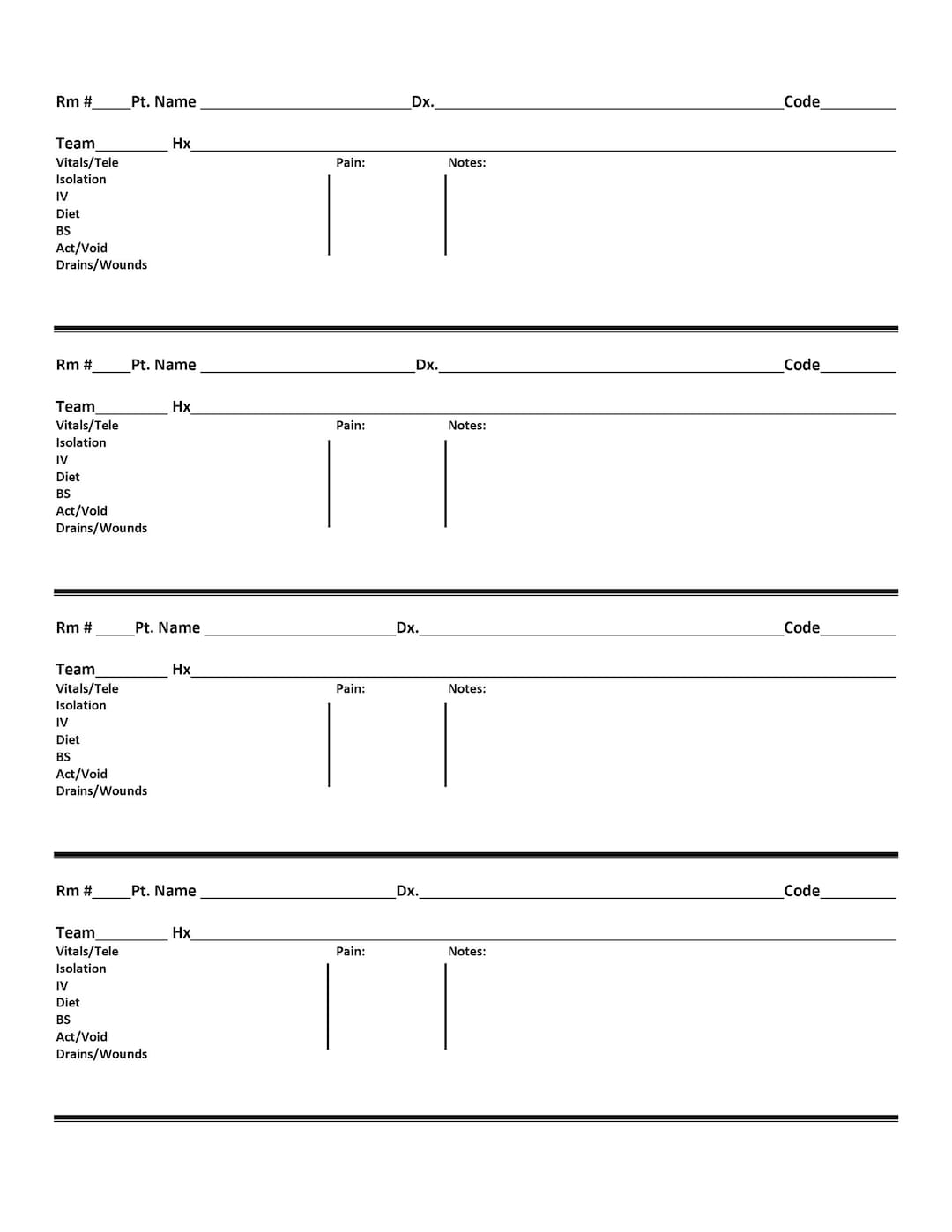 Medsurg 4 Patient Report Sheet - Etsy