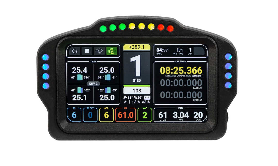 Sim Racing Dashboard Touchscreen-display LED's RPM SimHub, PSR GT 5.0 ...