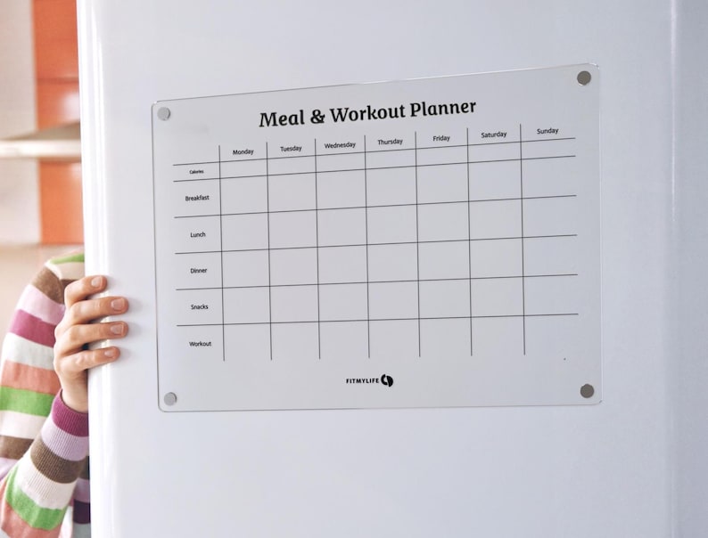 Weekly Meal Planner Whiteboard Food And Workout Tracker Etsy