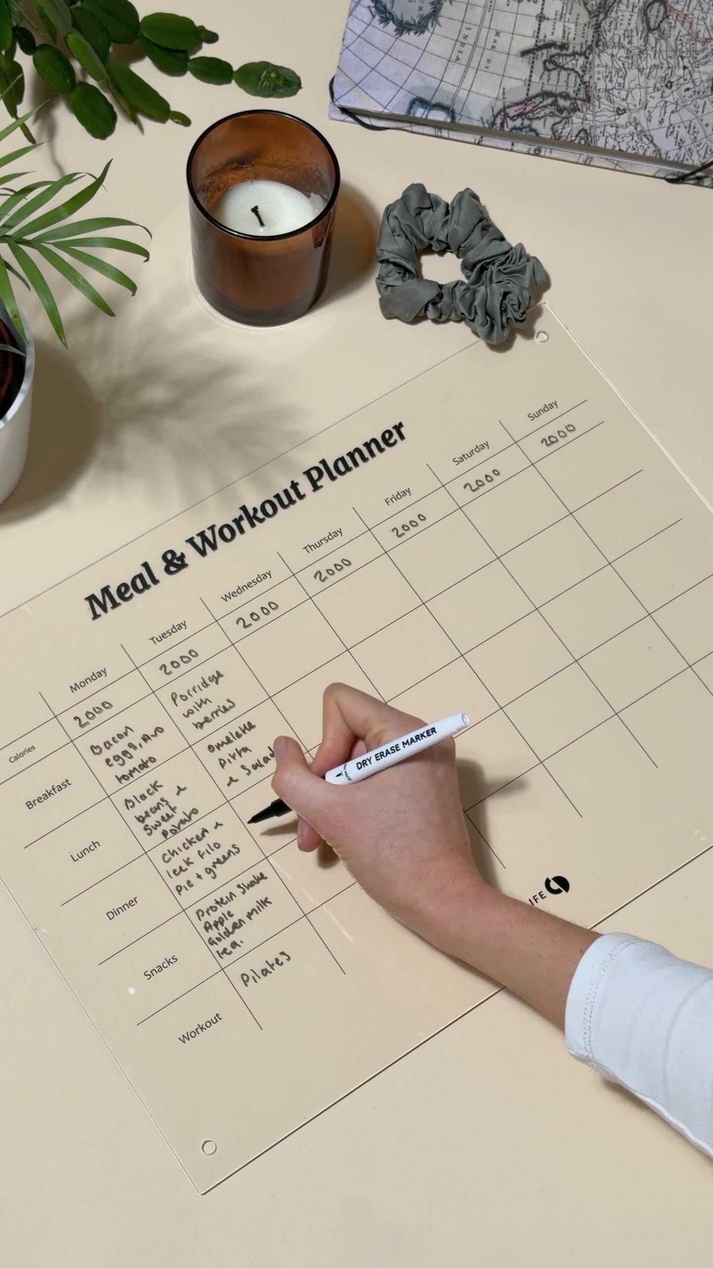 Weekly Meal Planner Whiteboard Food And Workout Tracker Etsy