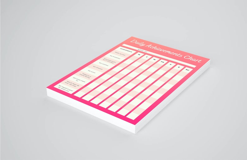 Daily Achievements Chart Printable A4 PDF - Etsy