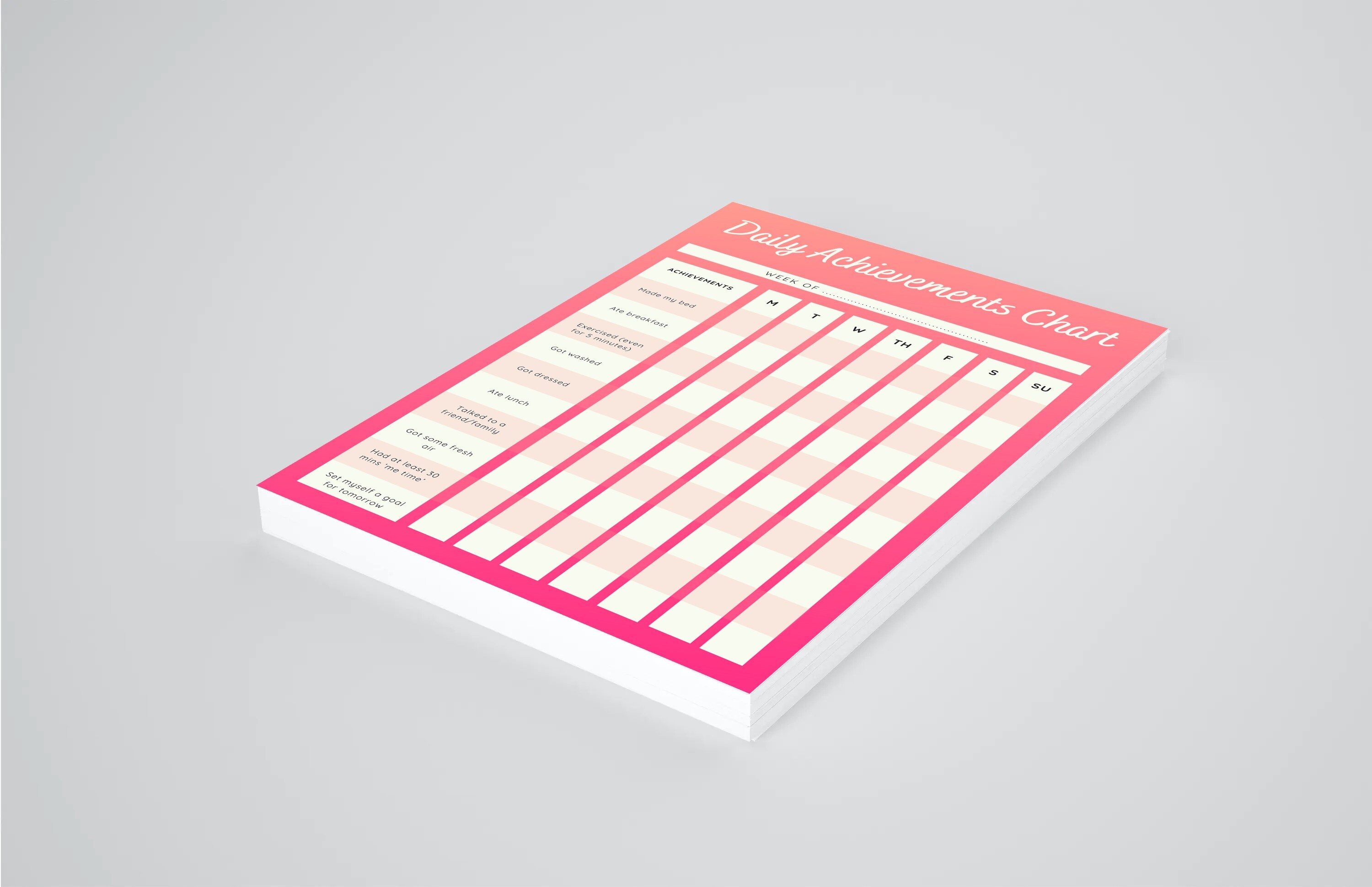 Daily Achievements Chart Printable A4 PDF - Etsy