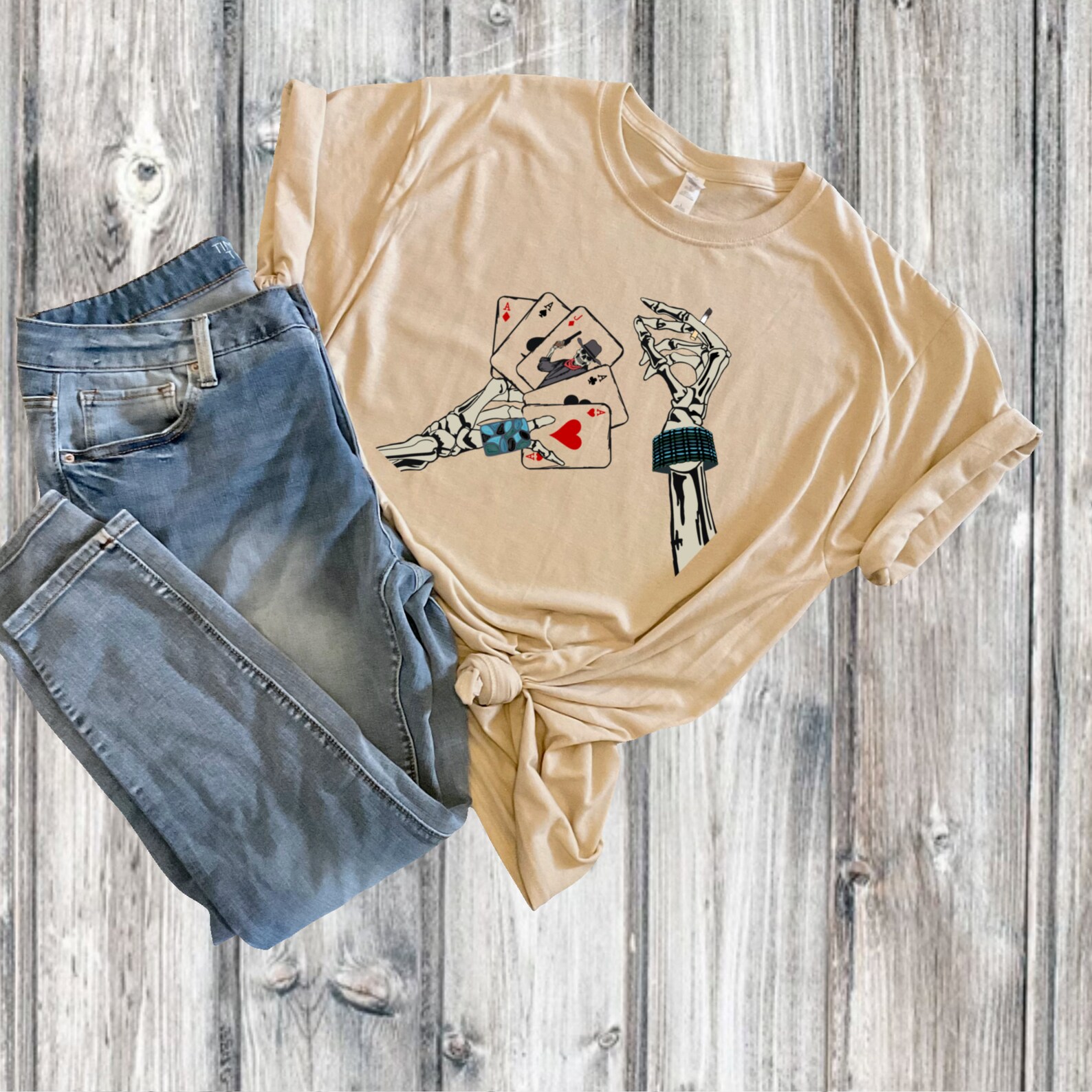 Ace Card Cowboy T-shirt, Playing Card, Poker Card Games Shirt, Skeleton ...